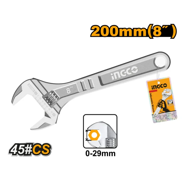 Adjustable Wrench 200mm 8IN INGCOHADW131082 - Security Shop Zimbabwe ...